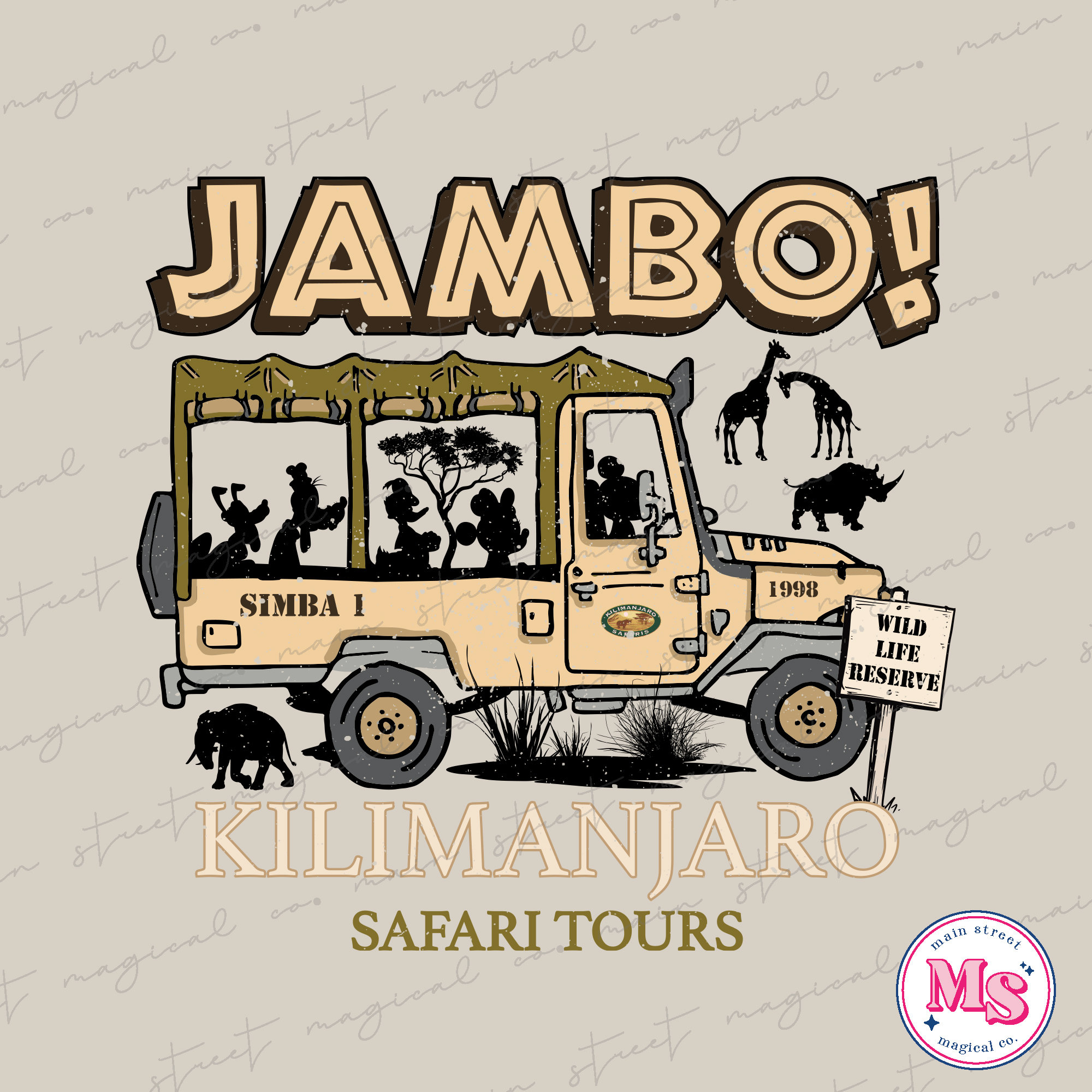 Jambo Safari Mickey and Friends Png Kilamanjaro Safari WDW - Etsy