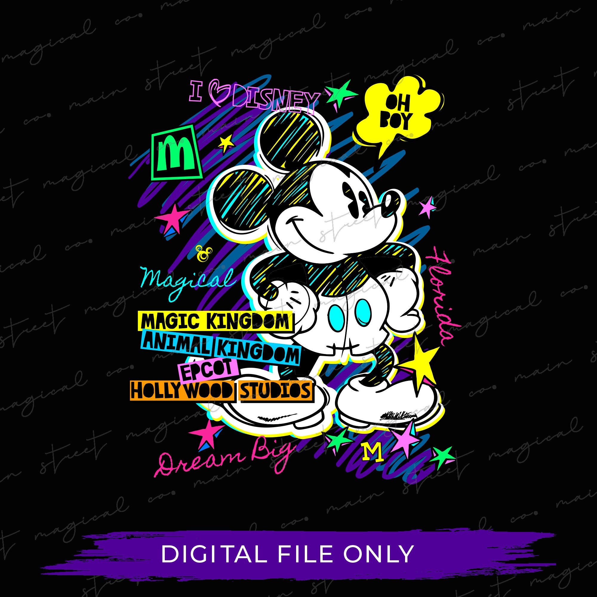 Neon Mickey Png WDW Shirt Magical Pdf Png Sublimation DTF - Etsy