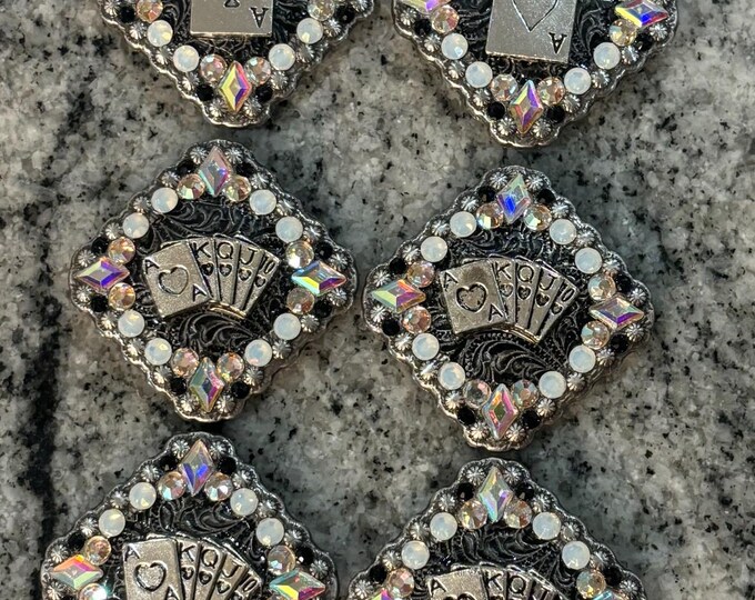 Black Ace Card Square Bling Conchos - Etsy