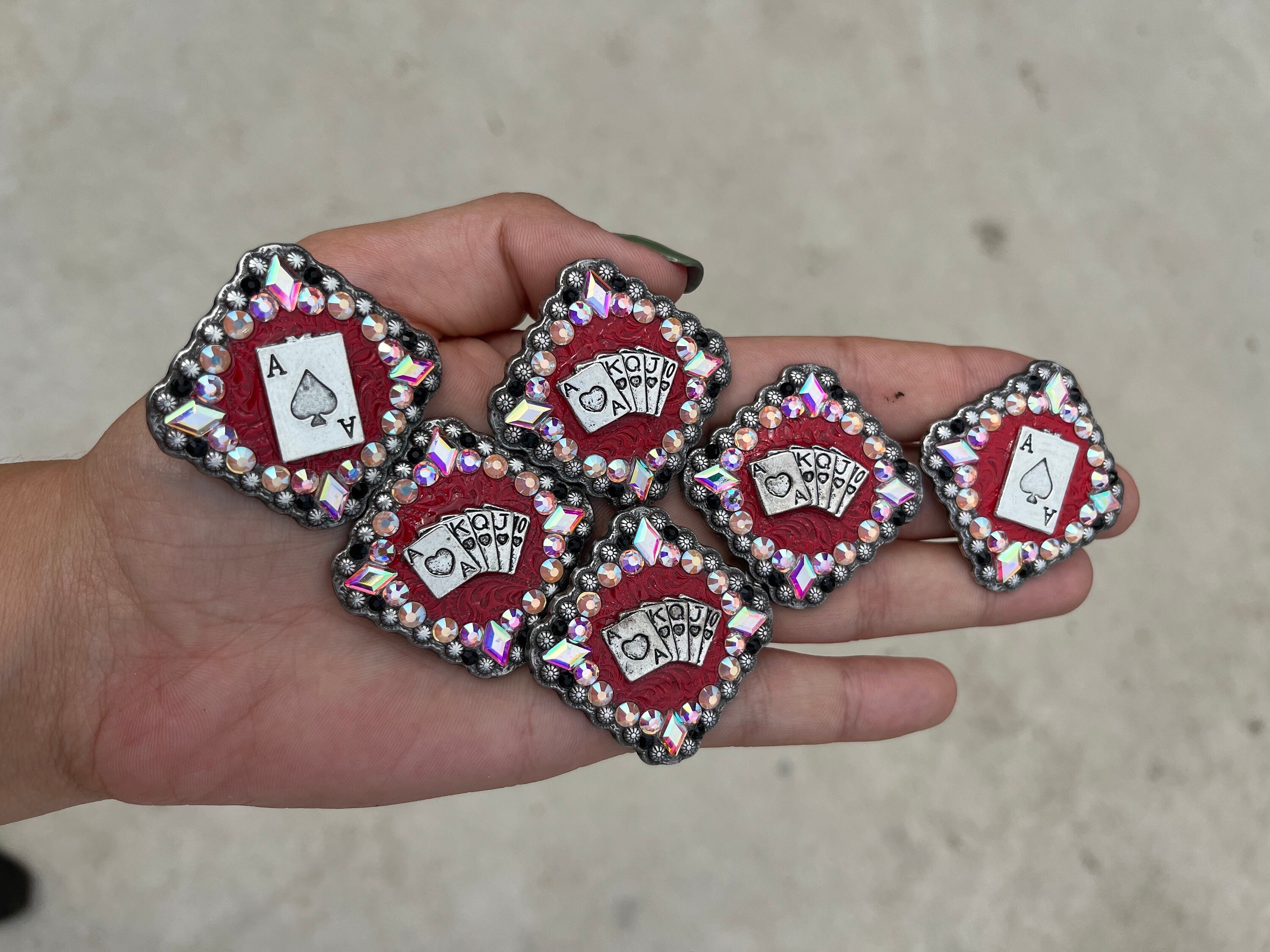 Ace Card Square Bling Conchos - Etsy