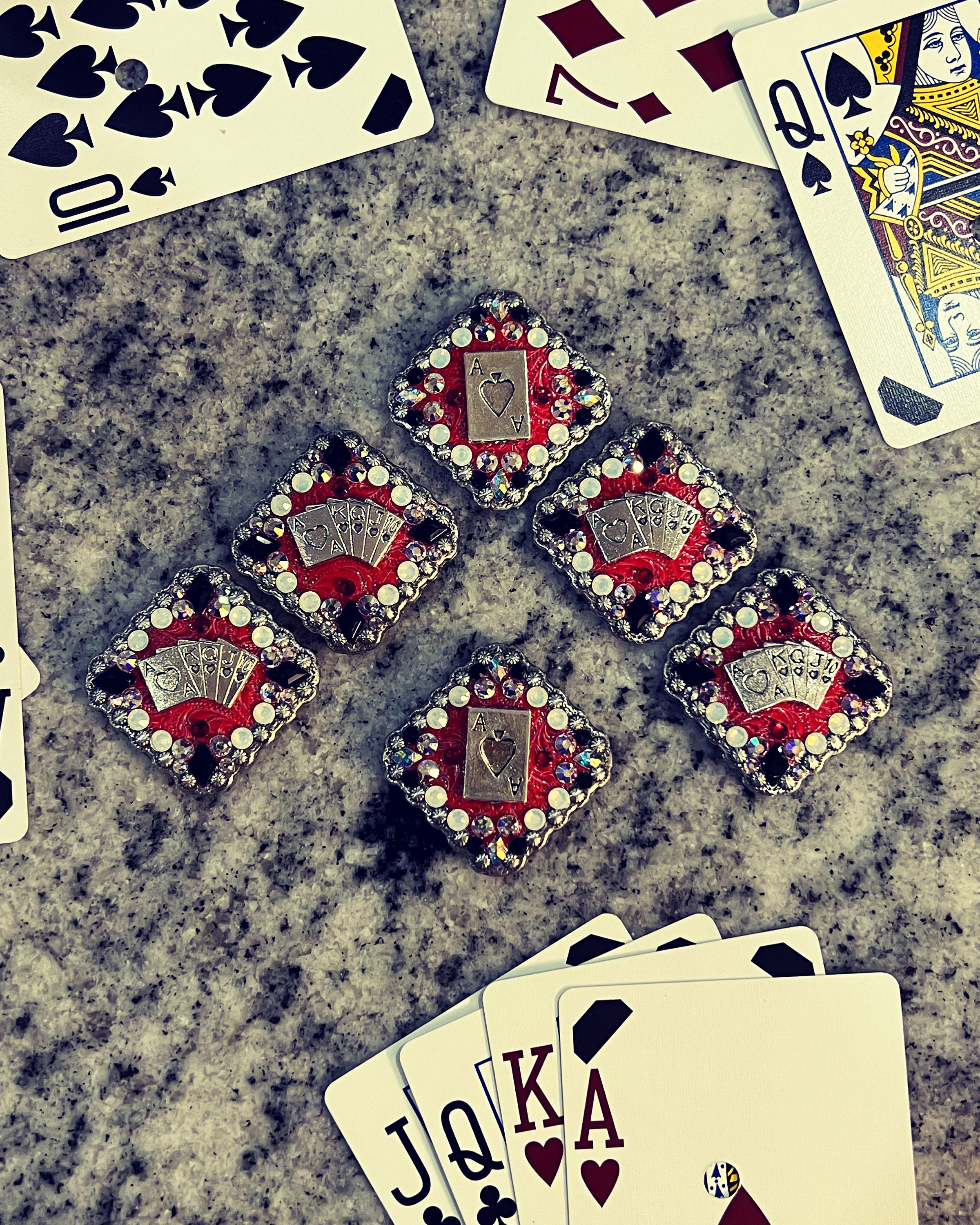 Ace Card Square Bling Conchos - Etsy