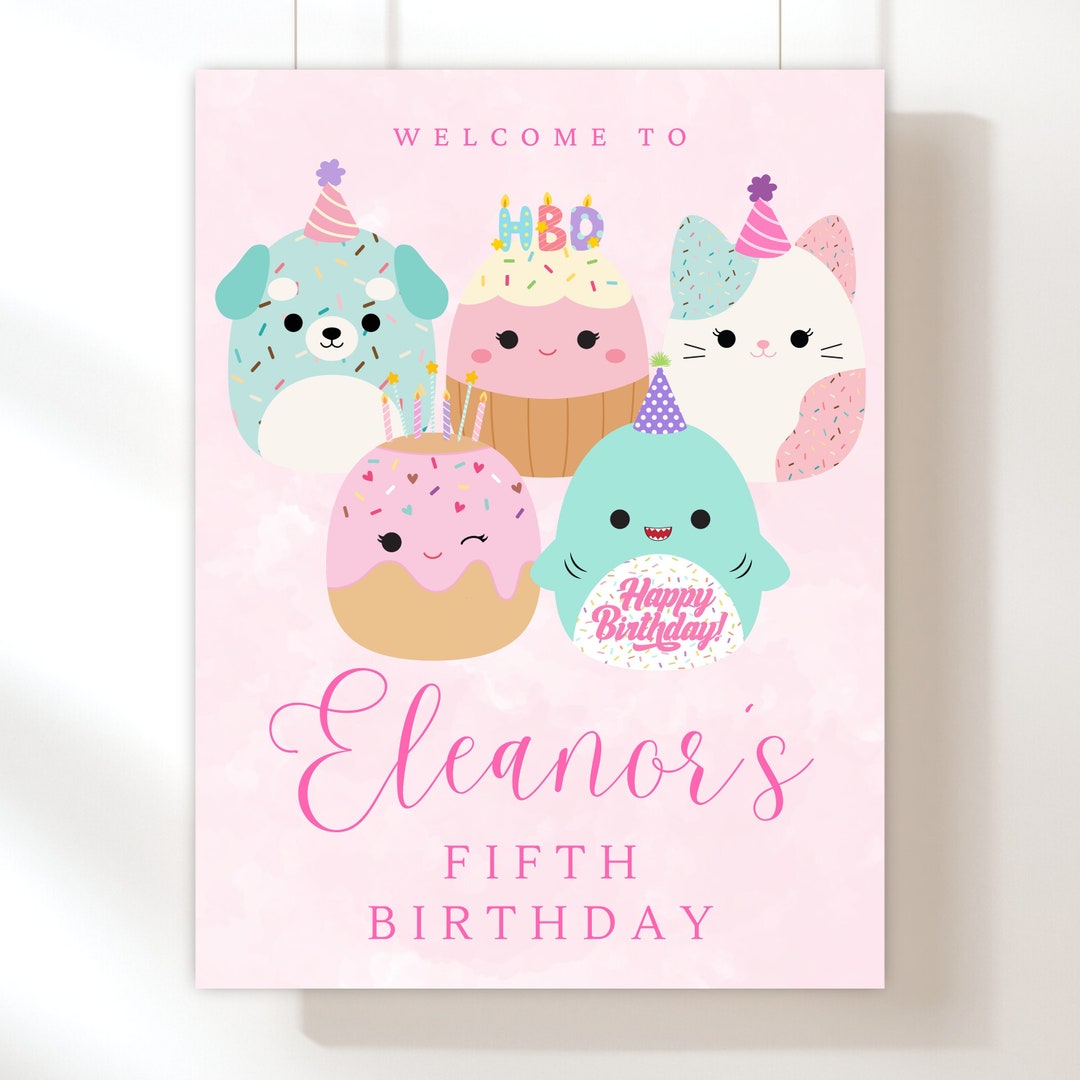 Customizable Squishmallows Birthday Party Welcome Sign, Digital ...
