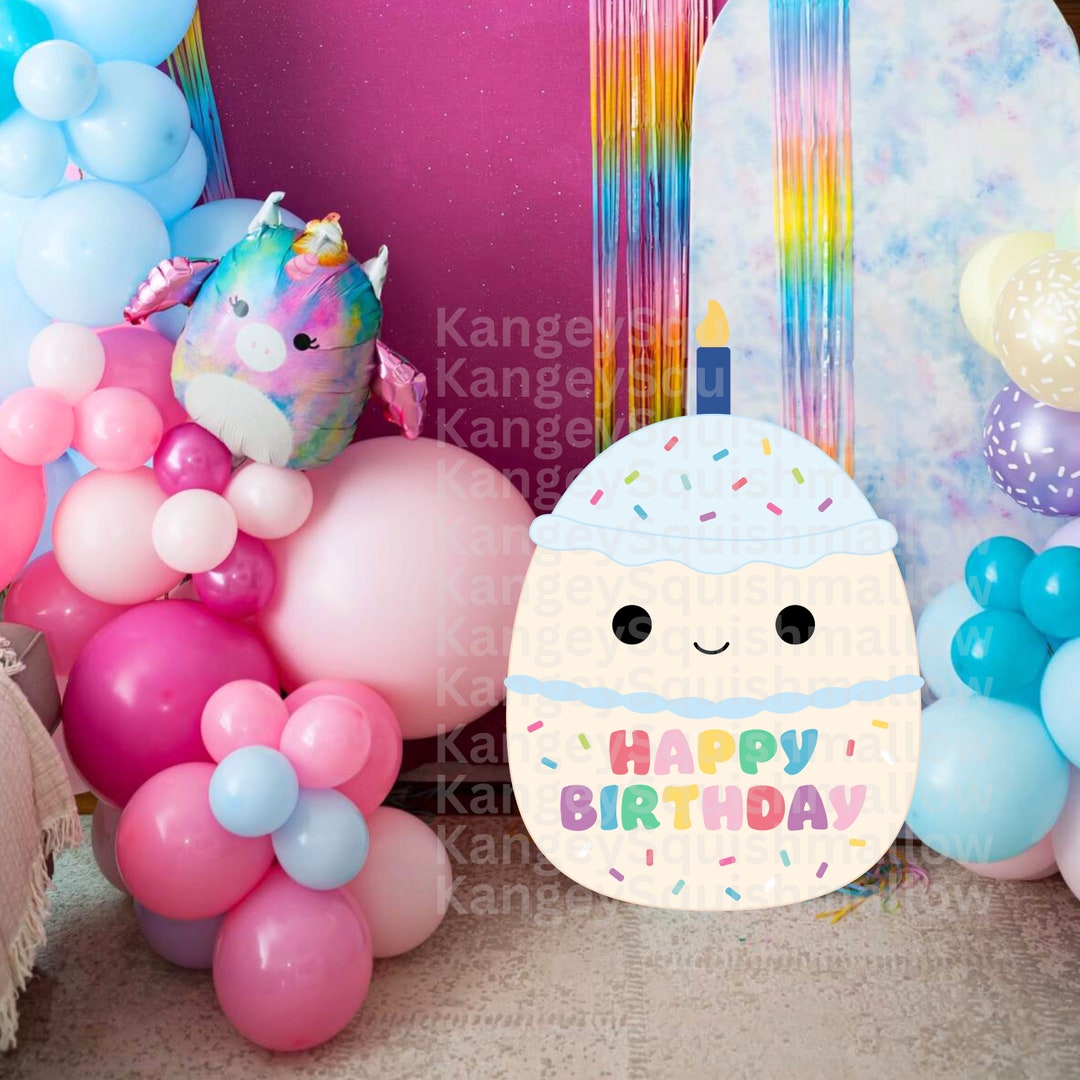 Squishmallows Kiks Happy Birthday Cake Cut Out Sign, INSTANT Download ...
