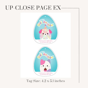 9 Squishmallows Birthday Squad Thank You Bio Tags, INSTANT Download ...