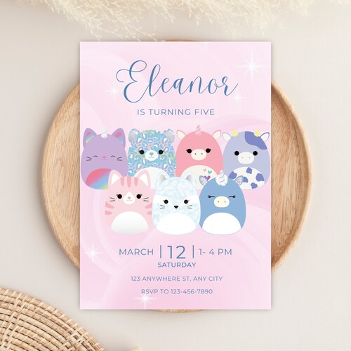 Customizable Squishmallows Birthday Party Invitation Digital - Etsy