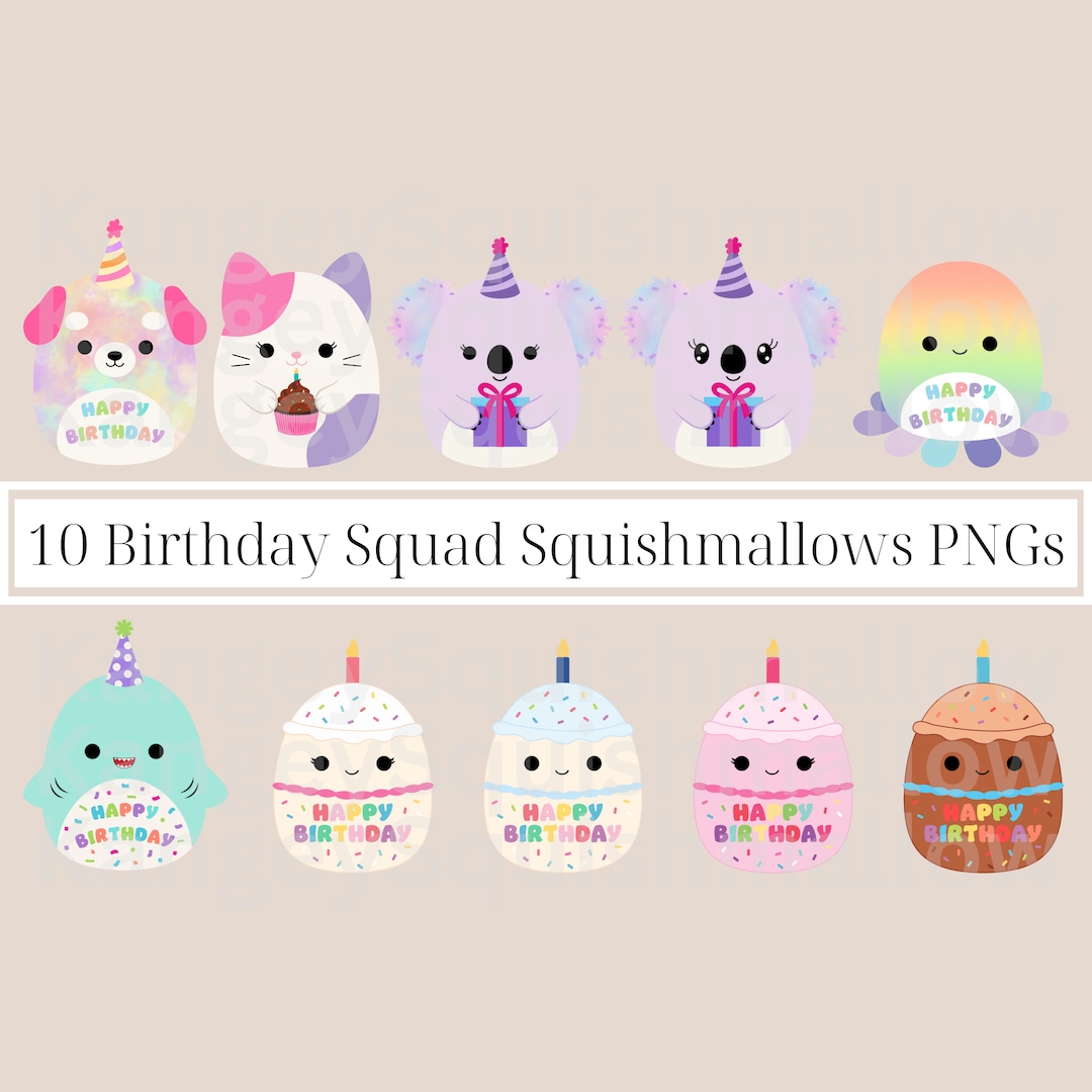 10 Squishmallows Birthday Squad PNG Clipart Images With Transparent ...