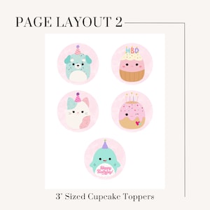 Squishmallows Birthday Squad Cupcake Toppers, INSTANT Download ...