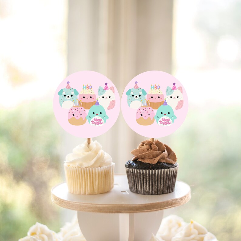 Squishmallows Birthday Squad Cupcake Toppers INSTANT - Etsy