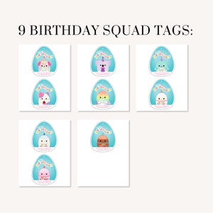 9 Squishmallows Birthday Squad Thank You Bio Tags, INSTANT Download ...
