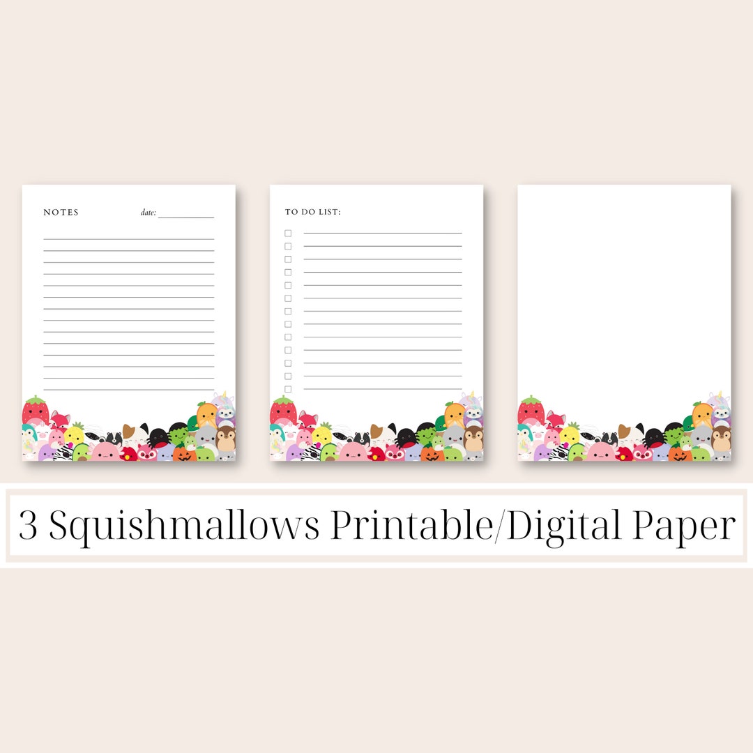 3 Squishmallows Printable/digital Papers Pdfs INSTANT - Etsy