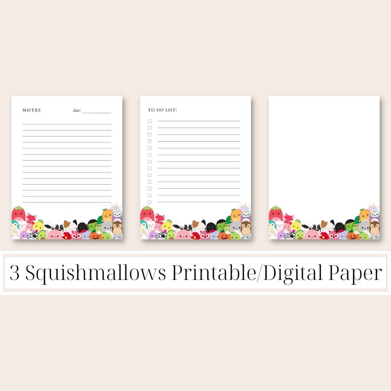 3 Squishmallows Printable/digital Papers Pdfs INSTANT - Etsy New Zealand