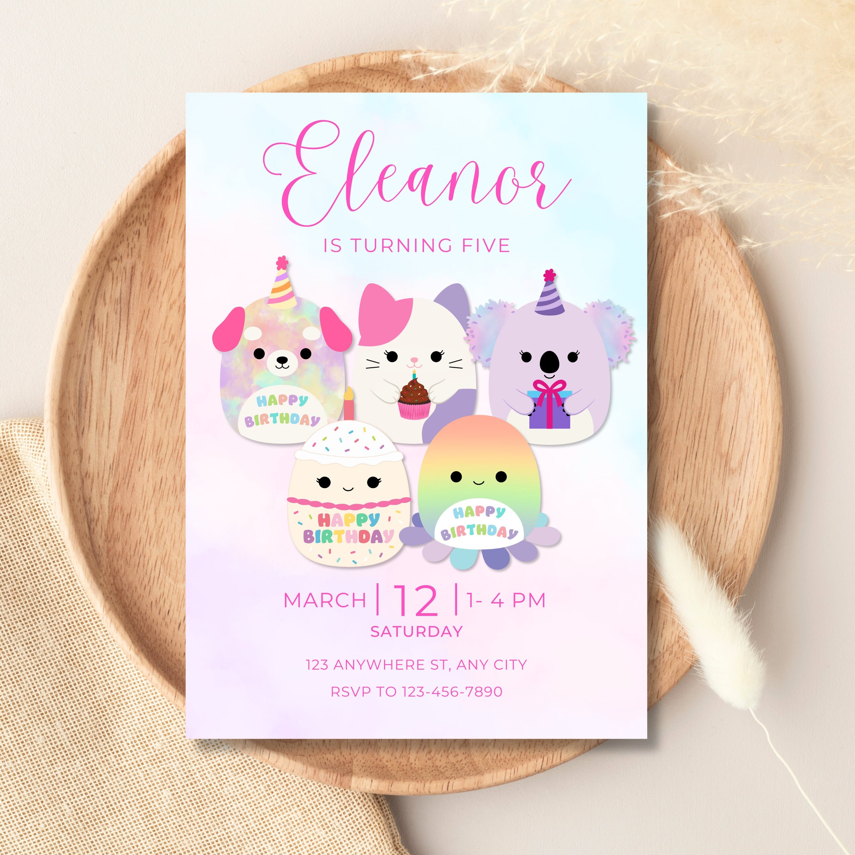 Customizable Squishmallows Birthday Party Invitation, Digital Download ...
