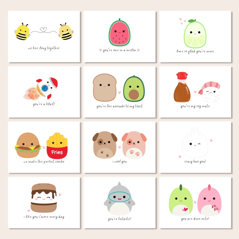 12 Squishmallows Punny Greeting Cards, INSTANT Download, Squishmallows ...