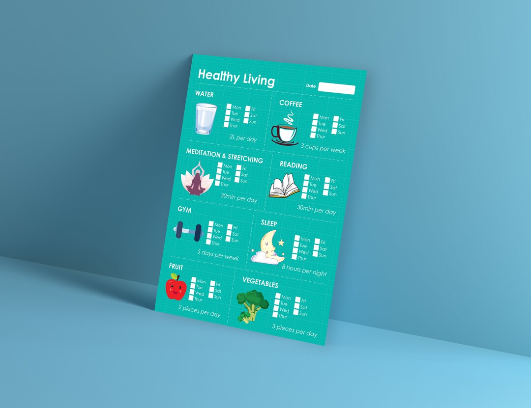 Printable Healthy Living Tracker/planner, Daily Healthy Living Tracker ...