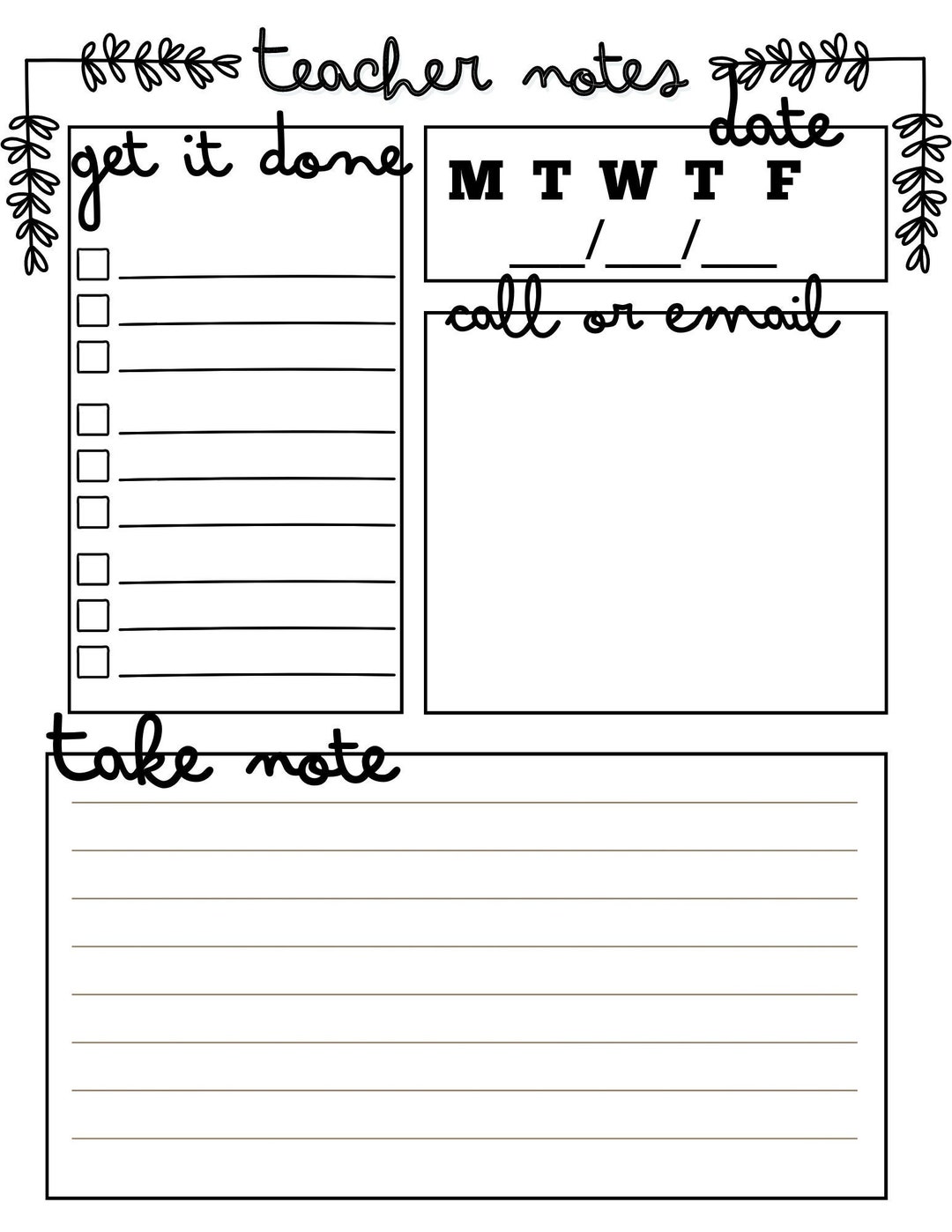 Teacher Notes Printable - Etsy