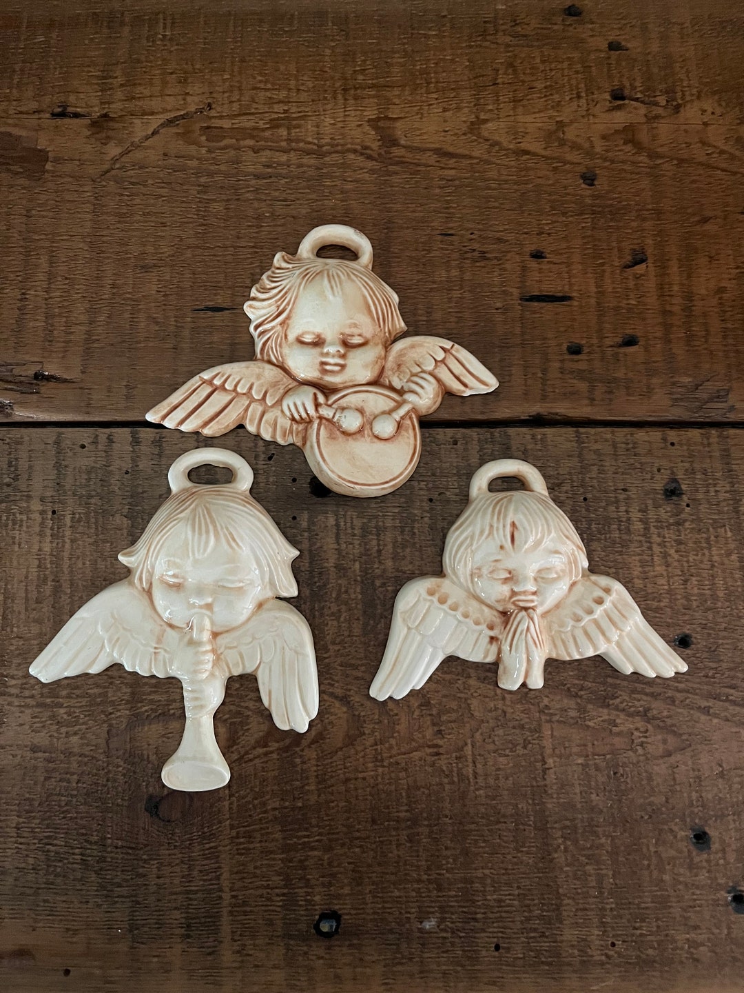 Vintage Ceramic Cherub Ornaments Set of 3 - Etsy