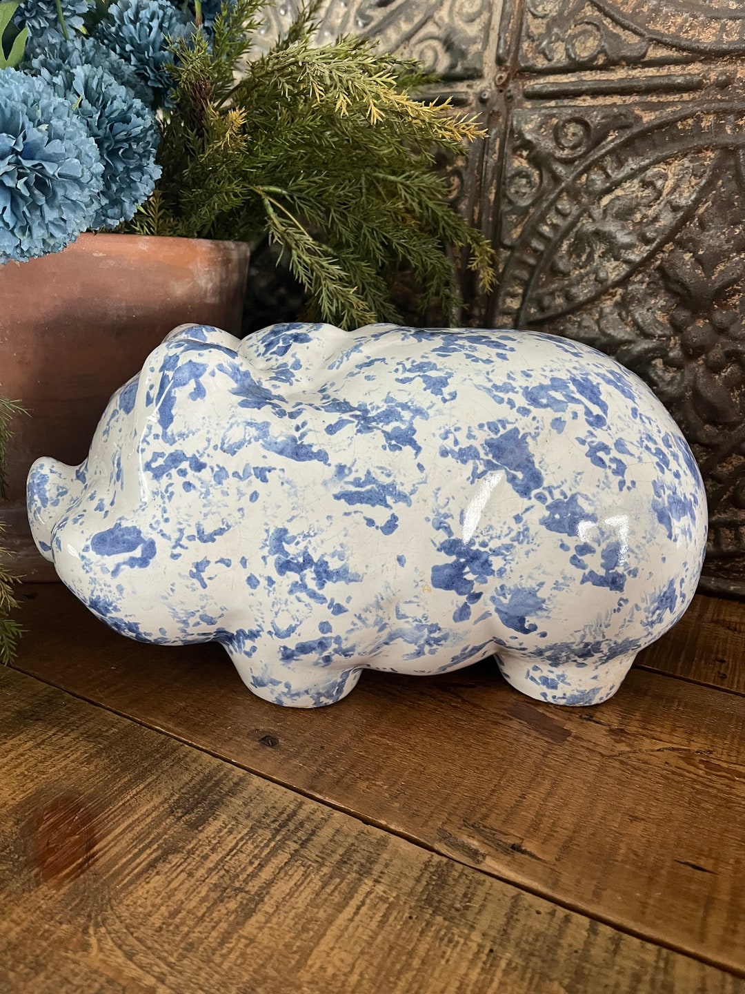 Vintage Bybee Pottery Sponge Ware Large Piggy Bank - Etsy