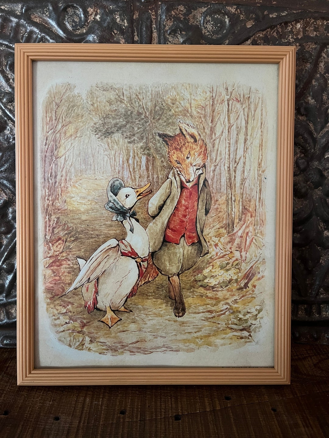 Vintage 1990 Framed Jemima Puddle Duck & Mr Tod Fox Beatrix Potter ...