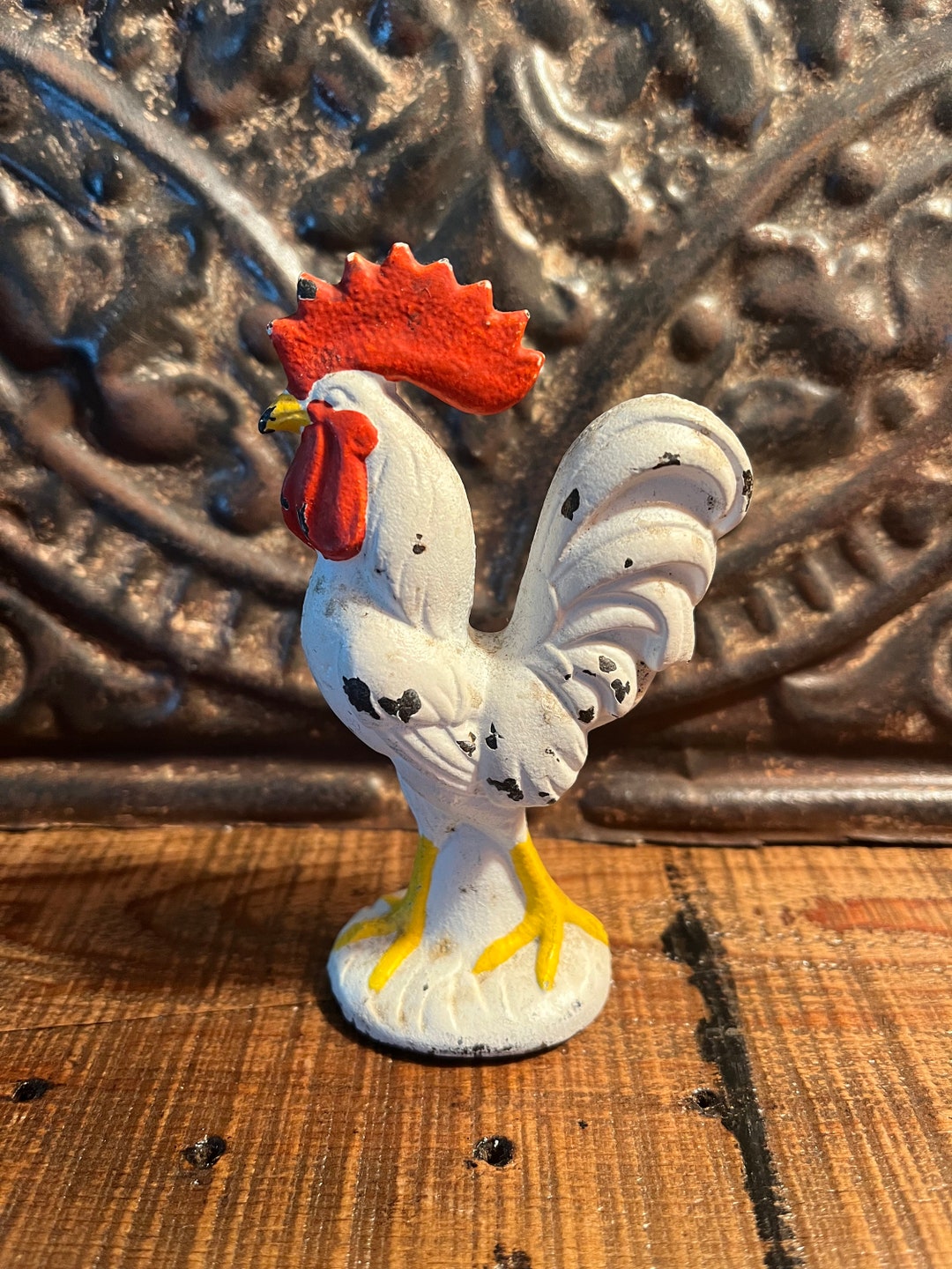 Vintage Cast Iron Rooster Figurine 4 1/2 - Etsy