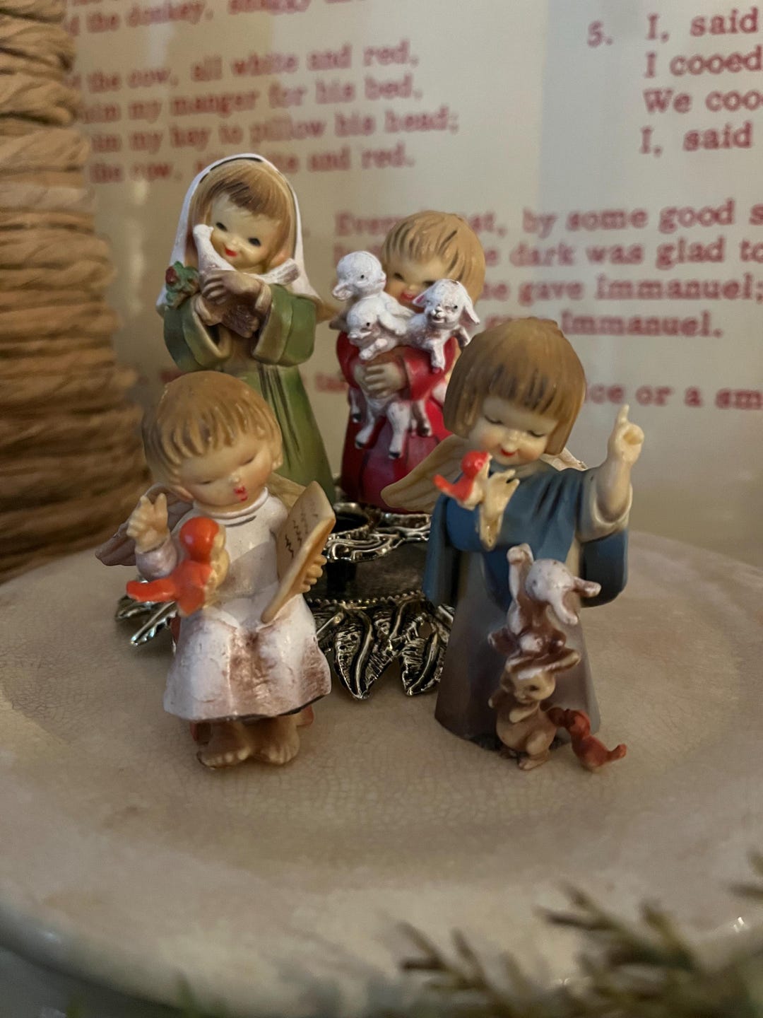Vintage Set of 4 Lil Angels With Animals Plastic Christmas Ornaments - Etsy