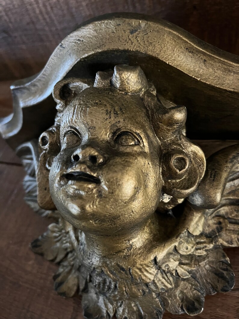 Vintage Set of 2 Gold Cherub/angel Wall Shelves - Etsy