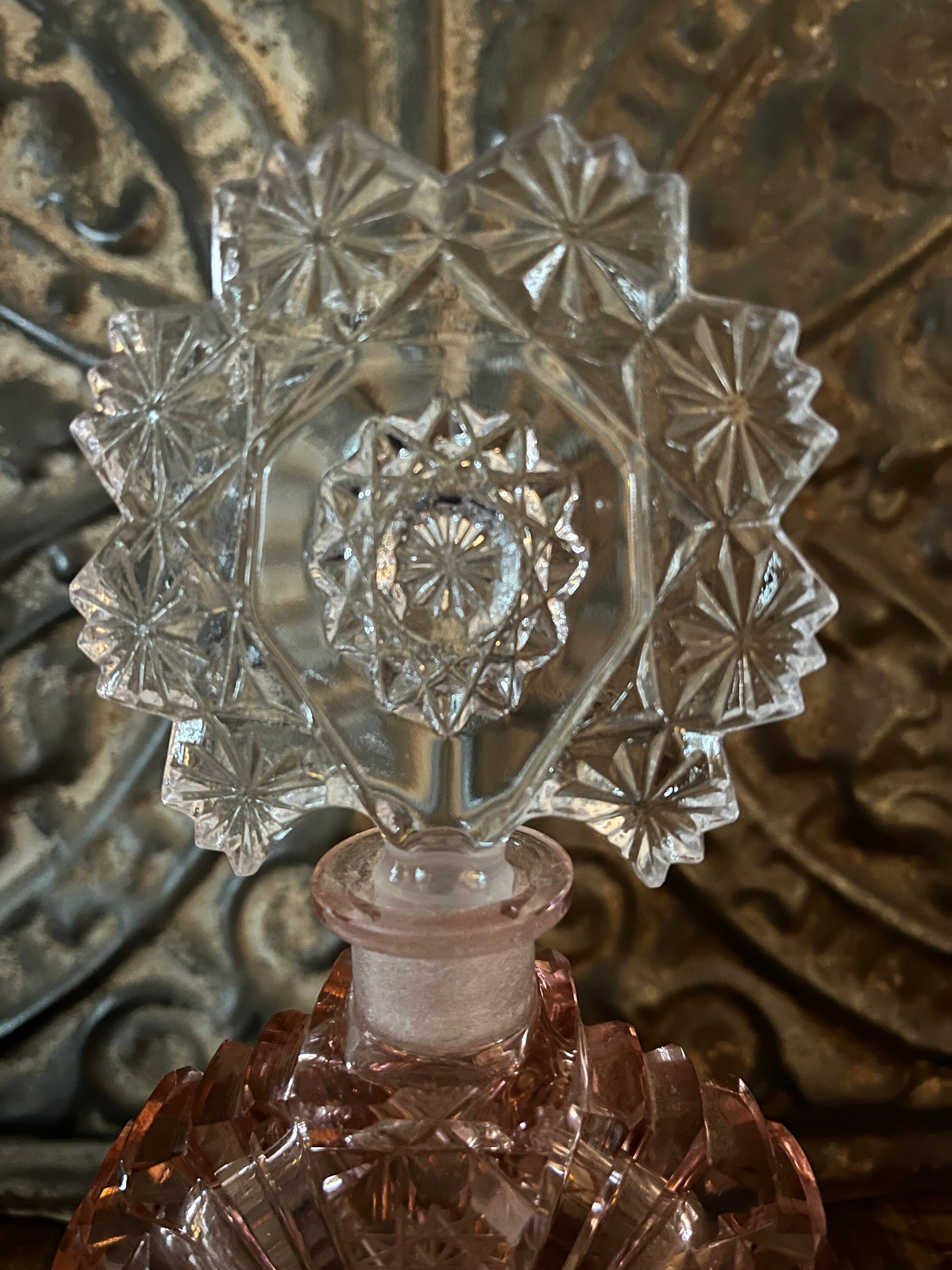 Vintage Pink Cut Glass Perfume Bottle Made in Czechoslovakia - Etsy