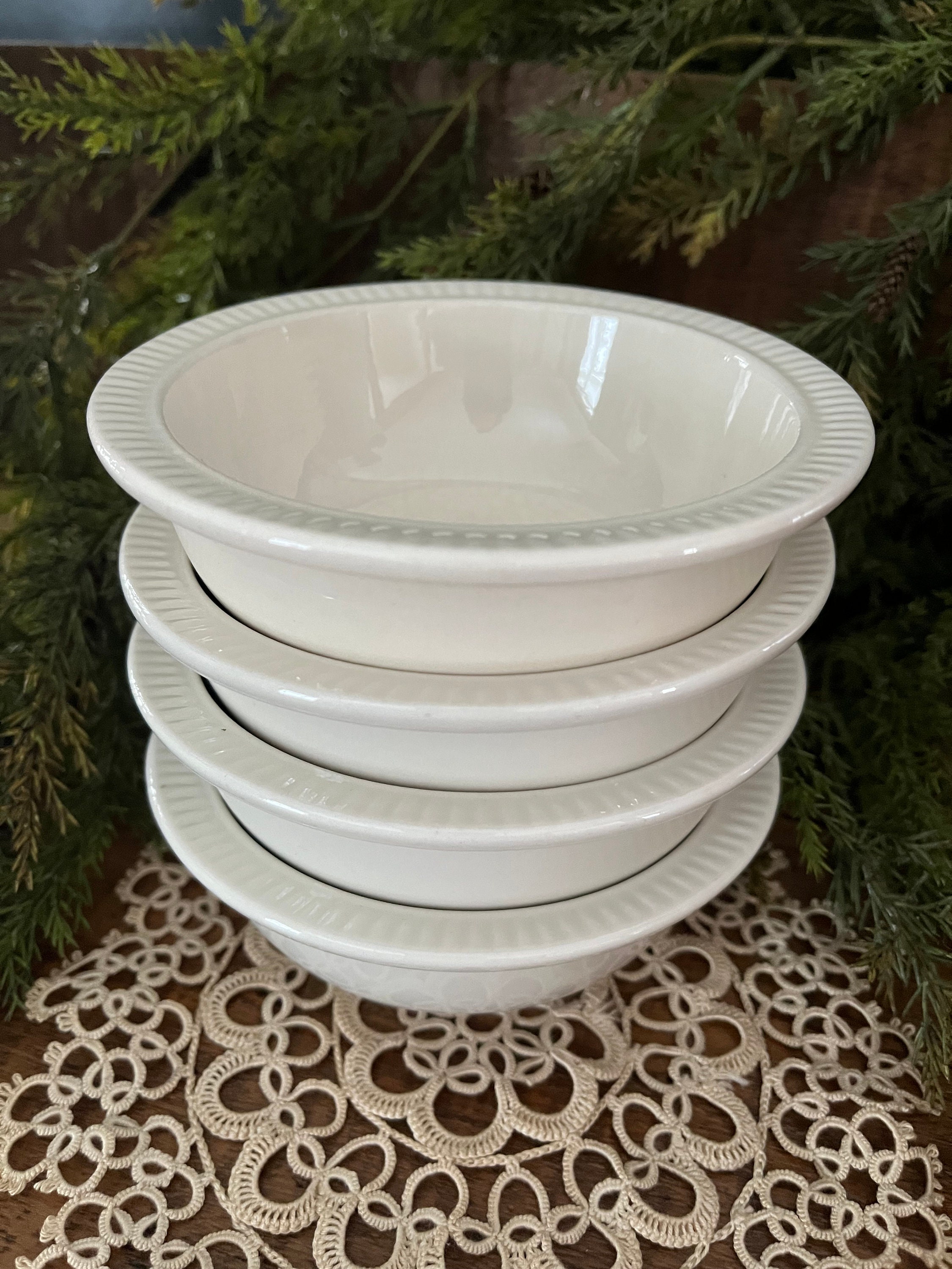 Vintage Red Wing Pottery White Ridged Edge Fruit Bowls Set of 4 - Etsy
