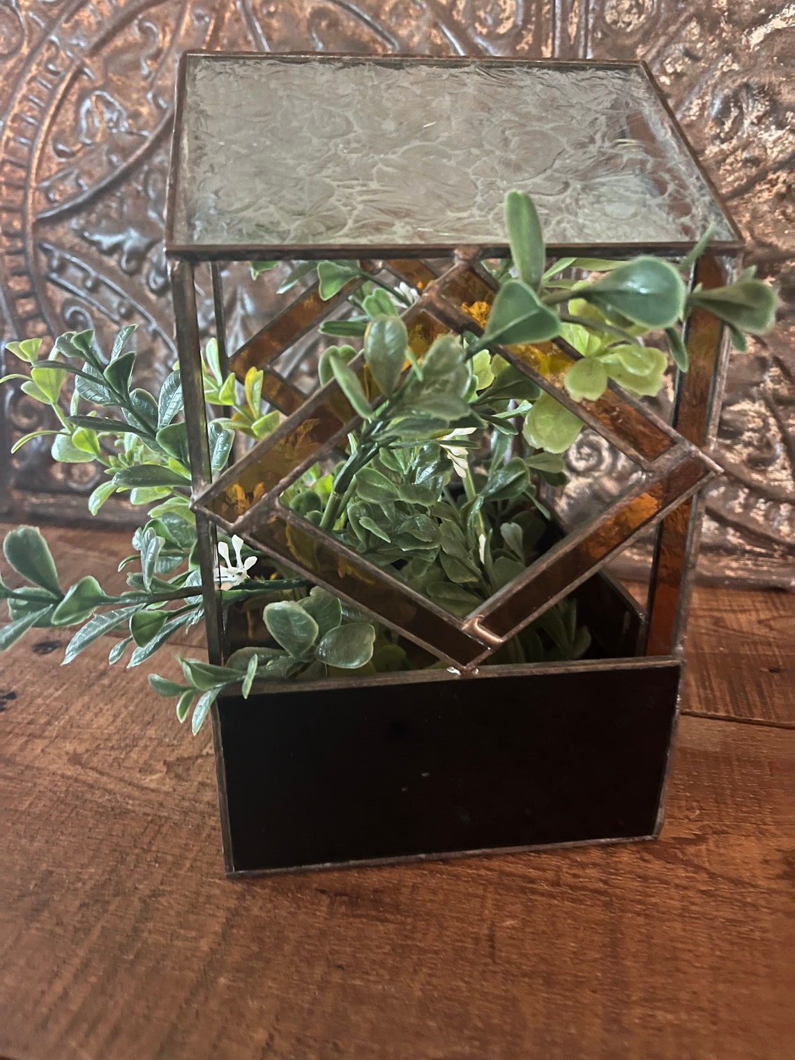 Vintage Stained Acrylic House Shape Terrarium - Etsy