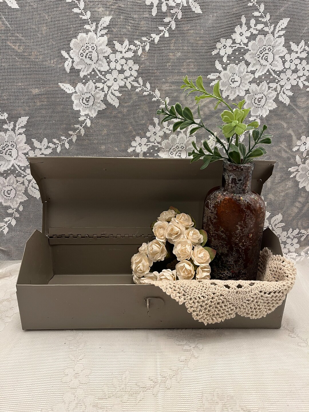 Vintage Metal Rustic Box With Hinged Lid - Etsy