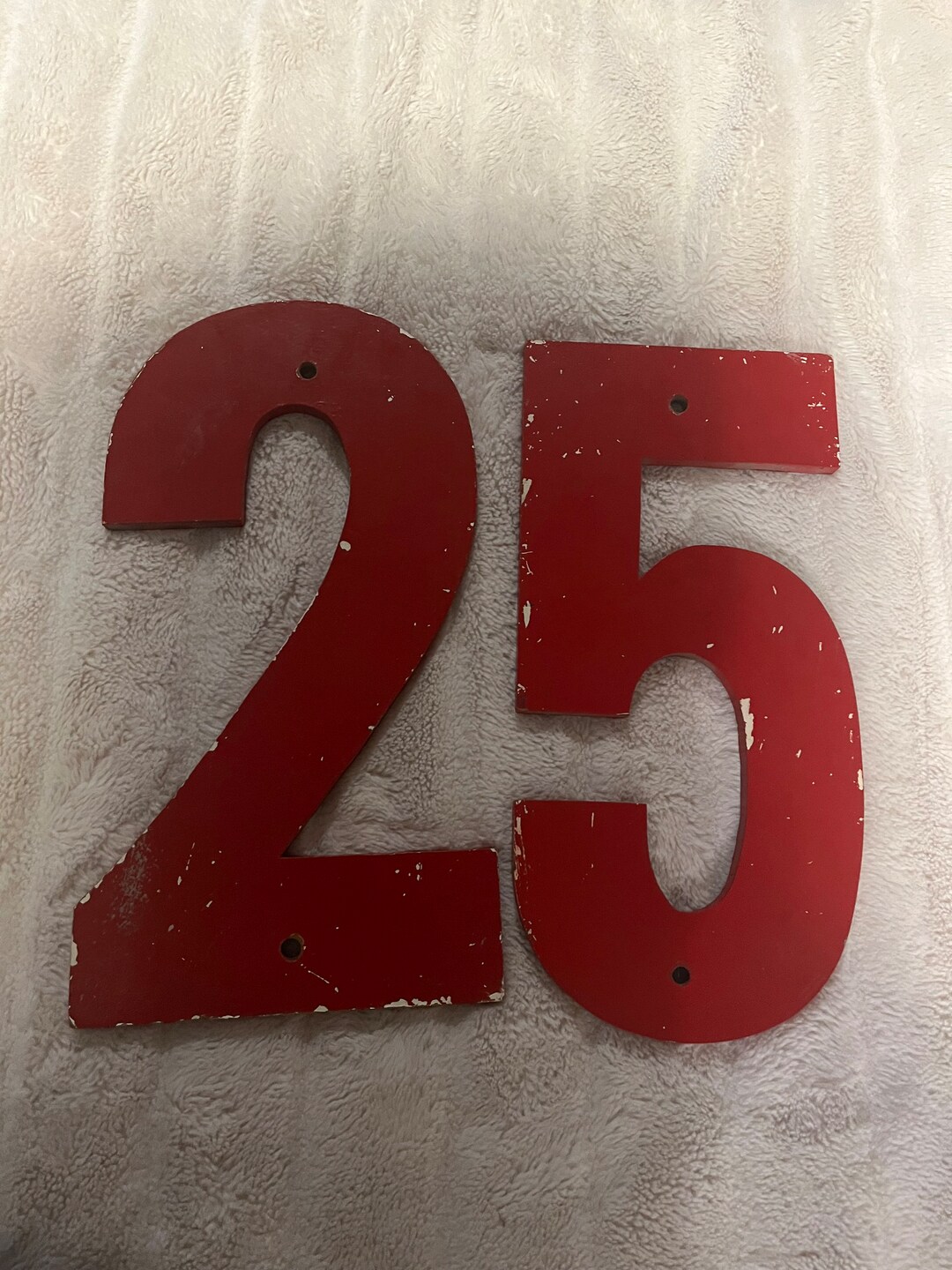 Vintage Set of 2 & 5 Red Numbers - Etsy