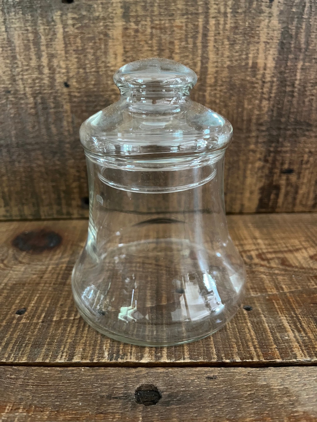 Vintage Libbey Glass Bell Jar and Lid / Candy Nut Jar / Glass Storage ...