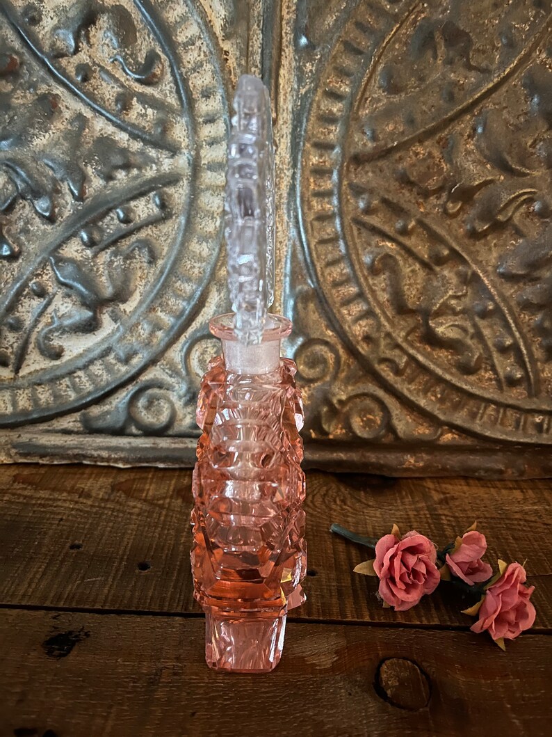 Vintage Pink Cut Glass Perfume Bottle Made in Czechoslovakia - Etsy