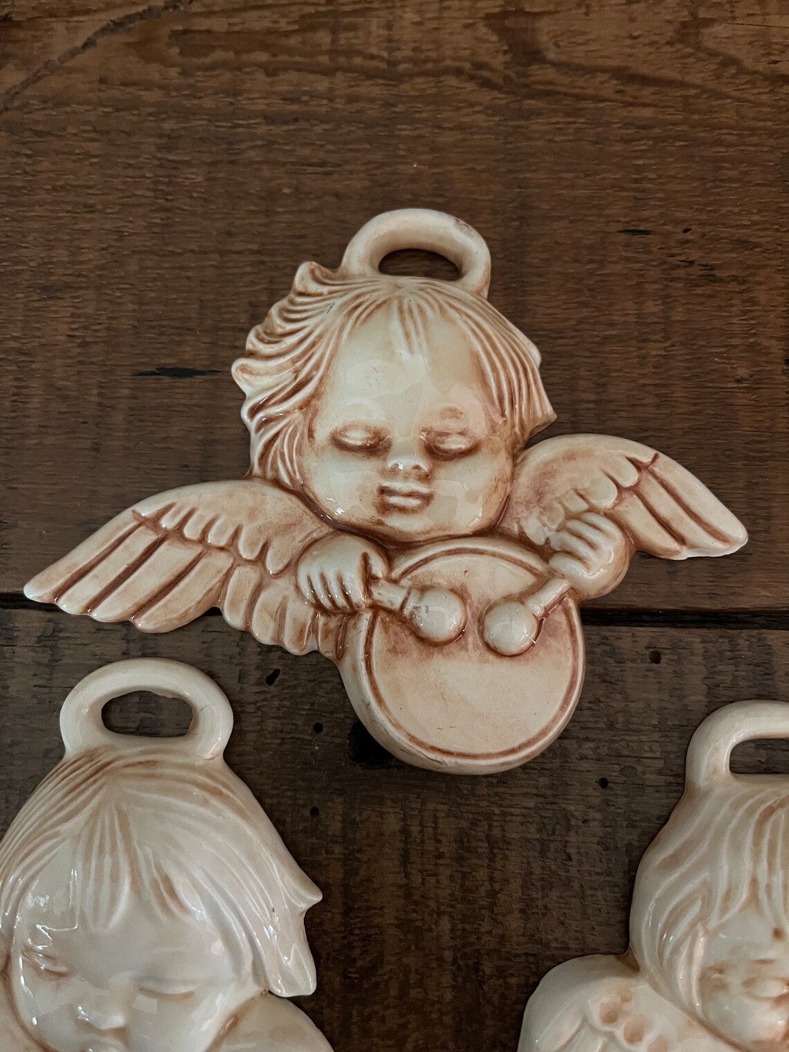 Vintage Ceramic Cherub Ornaments Set of 3 - Etsy