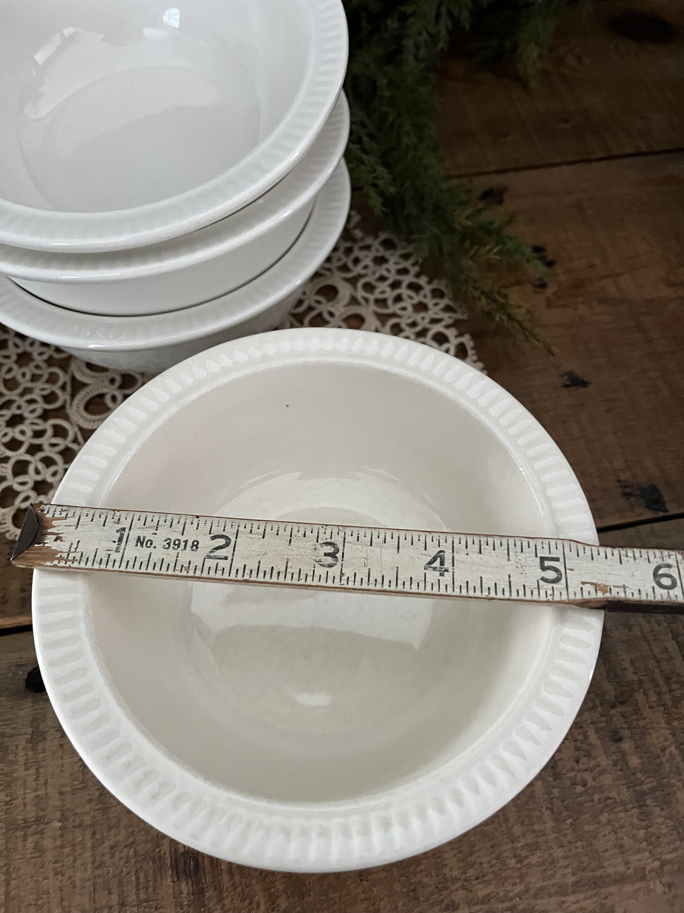 Vintage Red Wing Pottery White Ridged Edge Fruit Bowls Set of 4 - Etsy