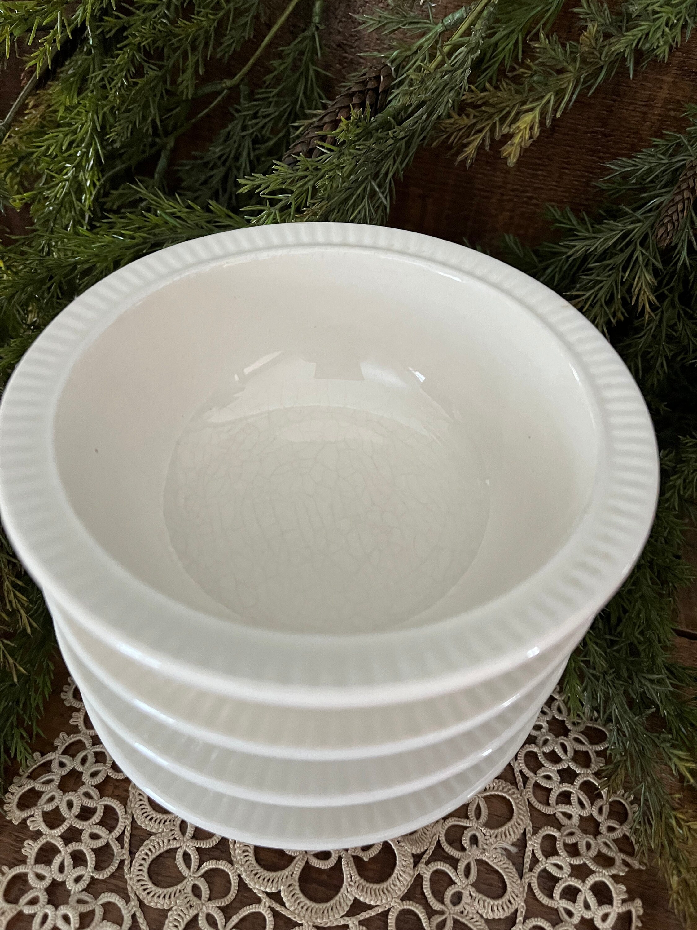 Vintage Red Wing Pottery White Ridged Edge Fruit Bowls Set of 4 - Etsy