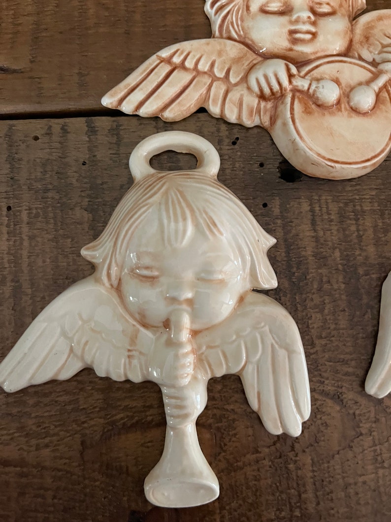 Vintage Ceramic Cherub Ornaments Set of 3 - Etsy