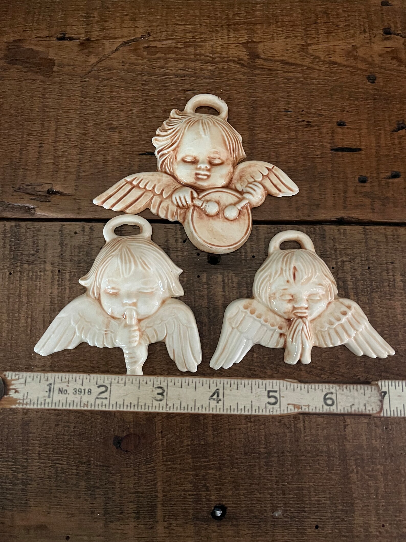 Vintage Ceramic Cherub Ornaments Set of 3 - Etsy