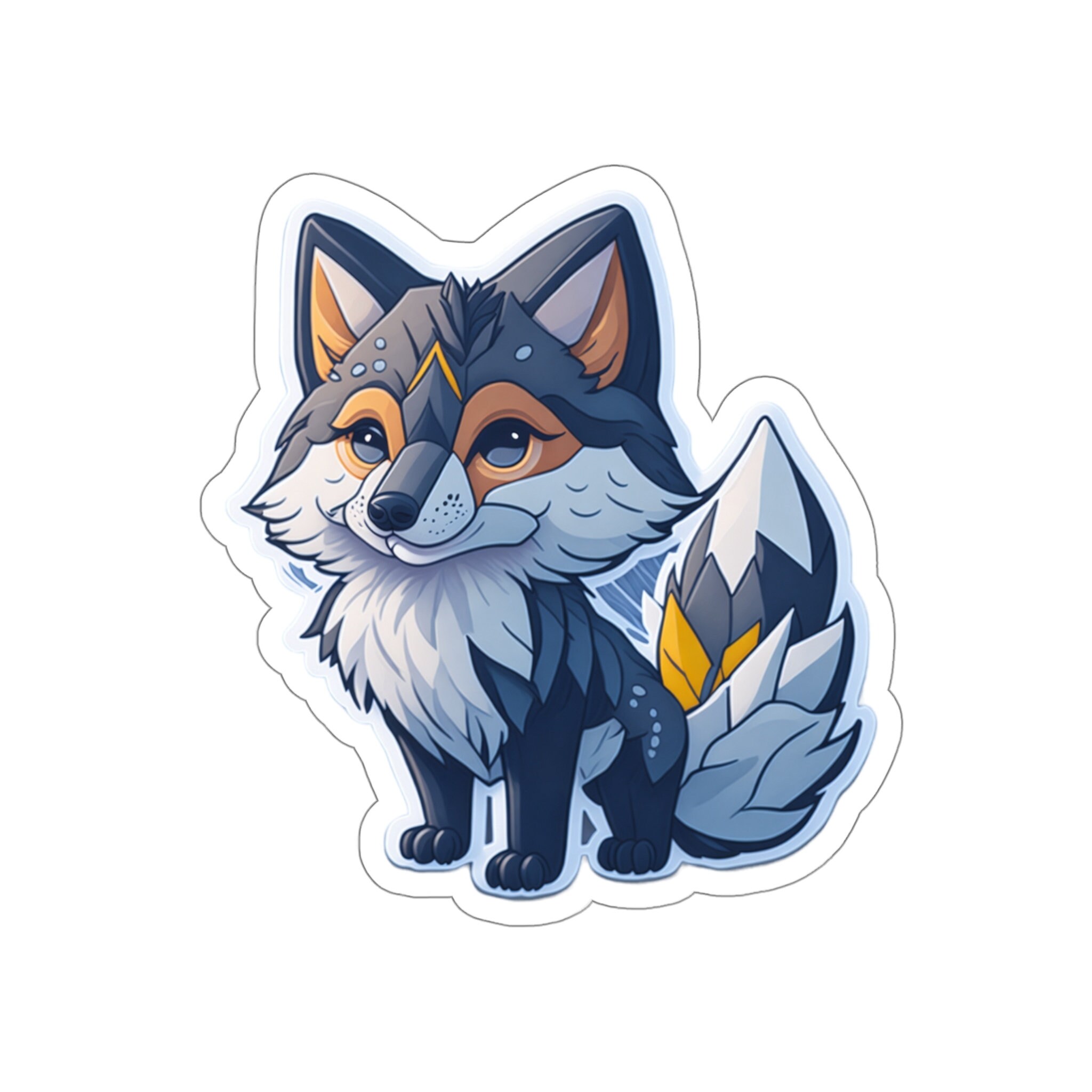 Whimsical Cartoon Wolf Sticker: Adorable Wildlife Decal for Laptops ...