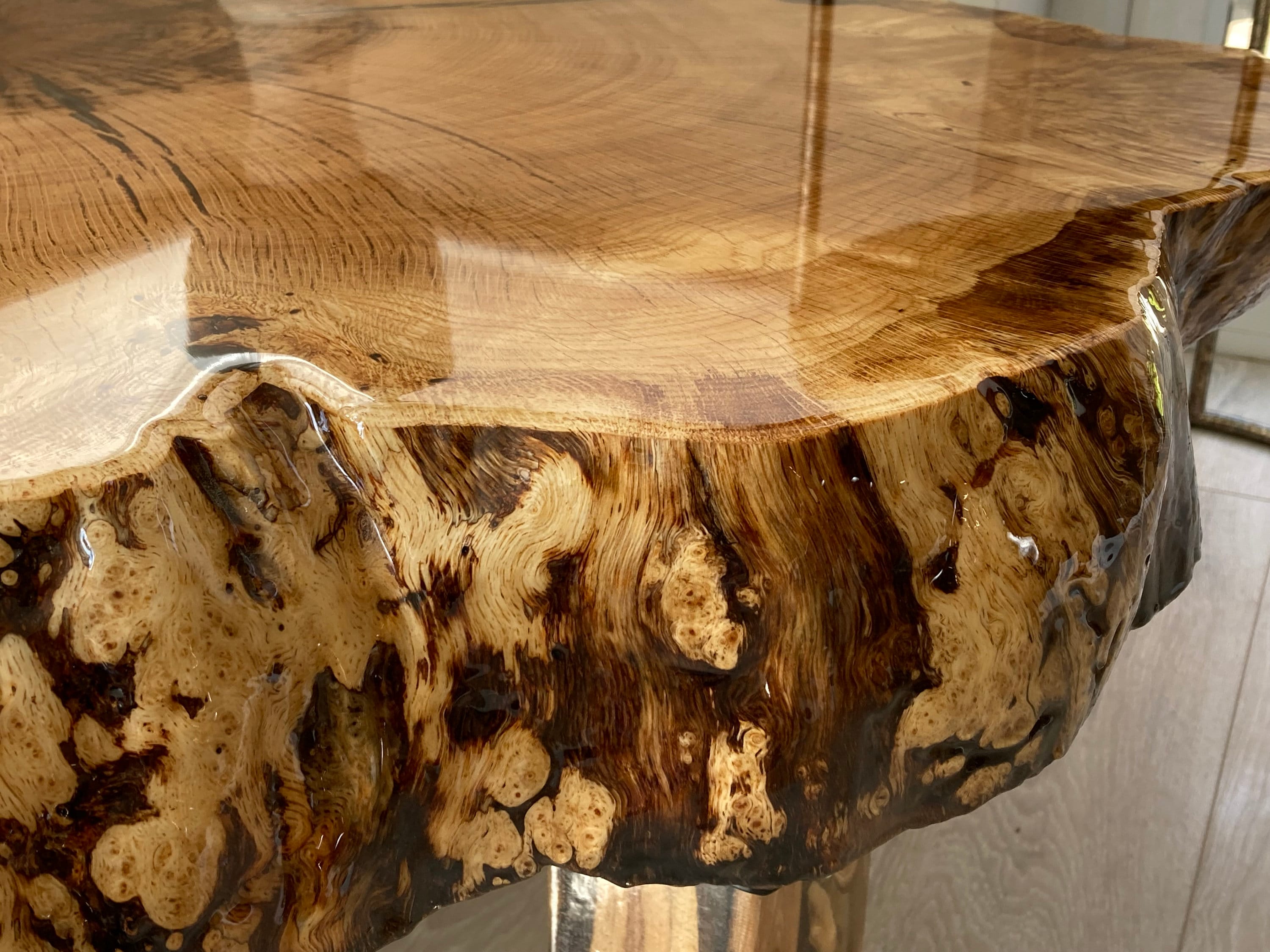 Bespoke, One-off, English Elm & Epoxy Resin, 3 Legged Coffee Table ...