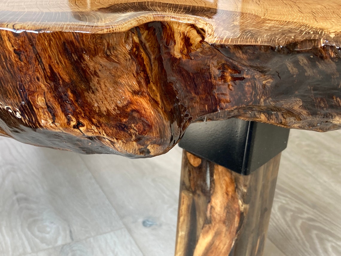 Bespoke, One-off, English Elm & Epoxy Resin, 3 Legged Coffee Table ...