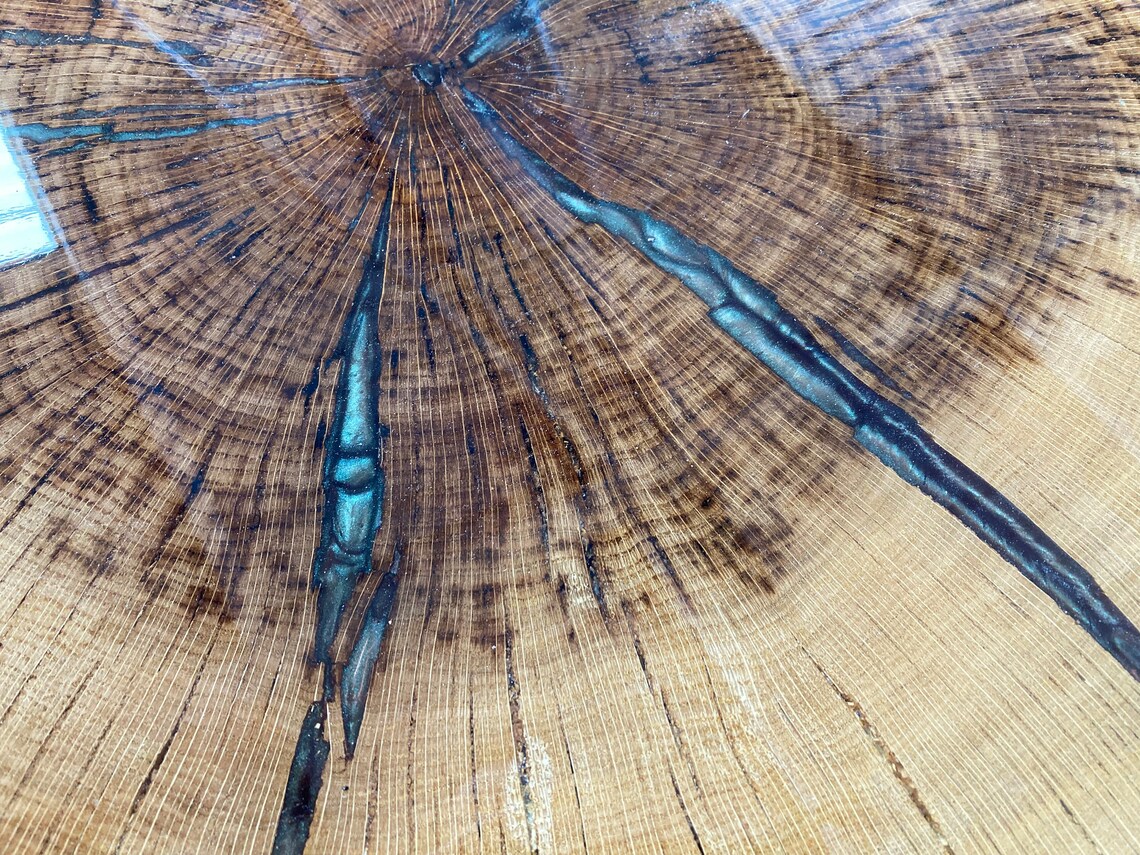 Bespoke, One-off, English Elm & Epoxy Resin, 3 Legged Coffee Table ...