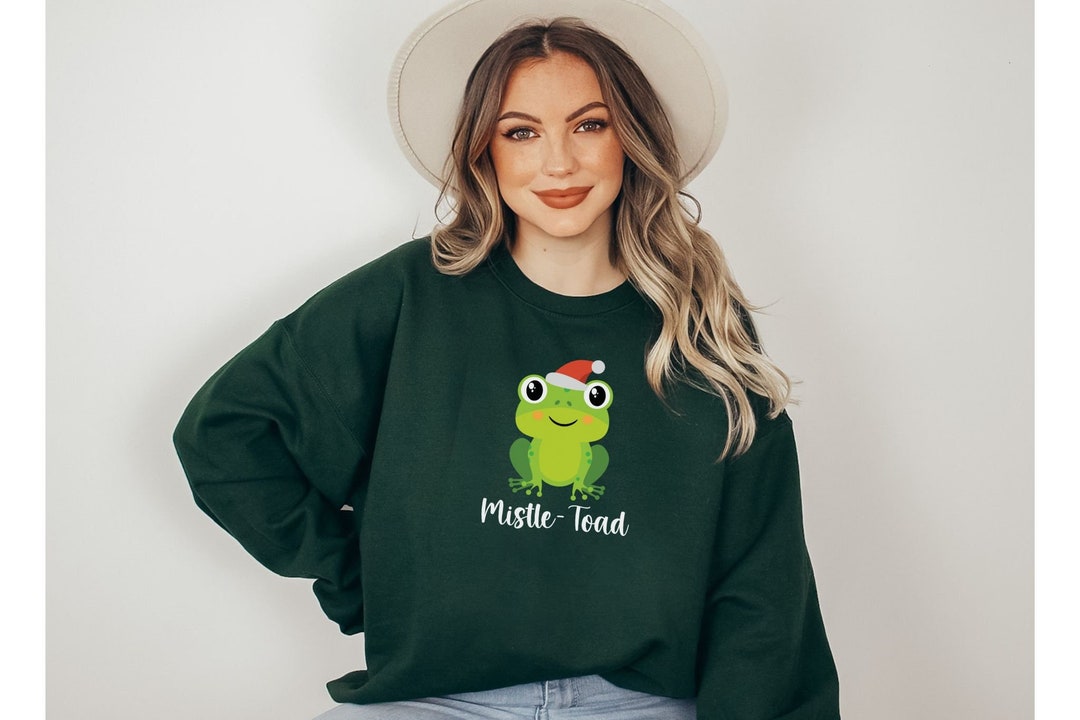 Frog Christmas Sweatshirt Funny Froggy Crewneck Mistletoad Hoodie Punny ...