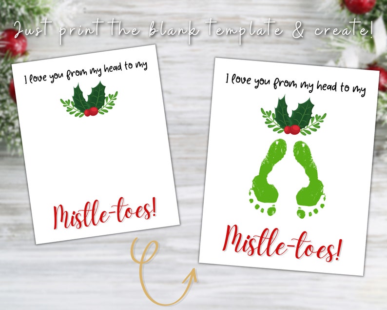 DIY Footprint Craft, Mistletoe Christmas/holiday Printable, Kids ...