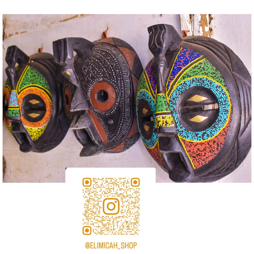Handcrafted Round African Mask - Traditional Wall Art Décor for ...