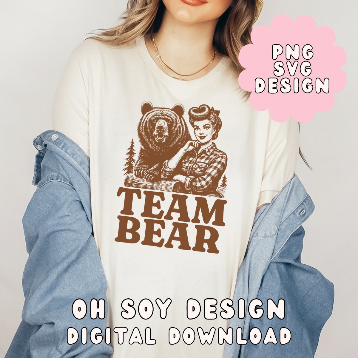 Team Bear SVG PNG, Bear Pin up Woman, Trending Design, Digital Design for Tshirt, Sweater, Tote ...