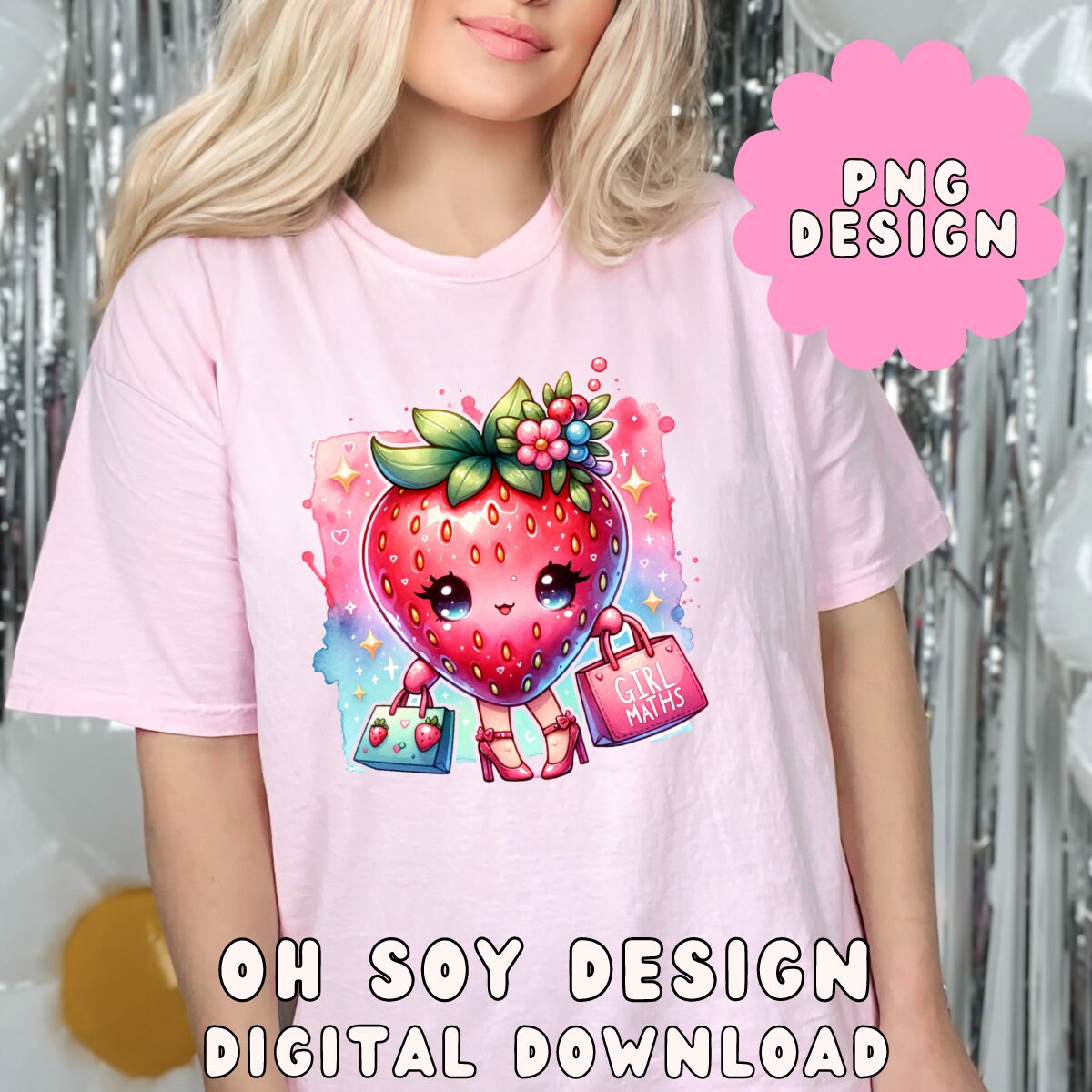 Strawberry Girl Maths PNG, Funny Strawberry Trendy Png, Digital Design ...