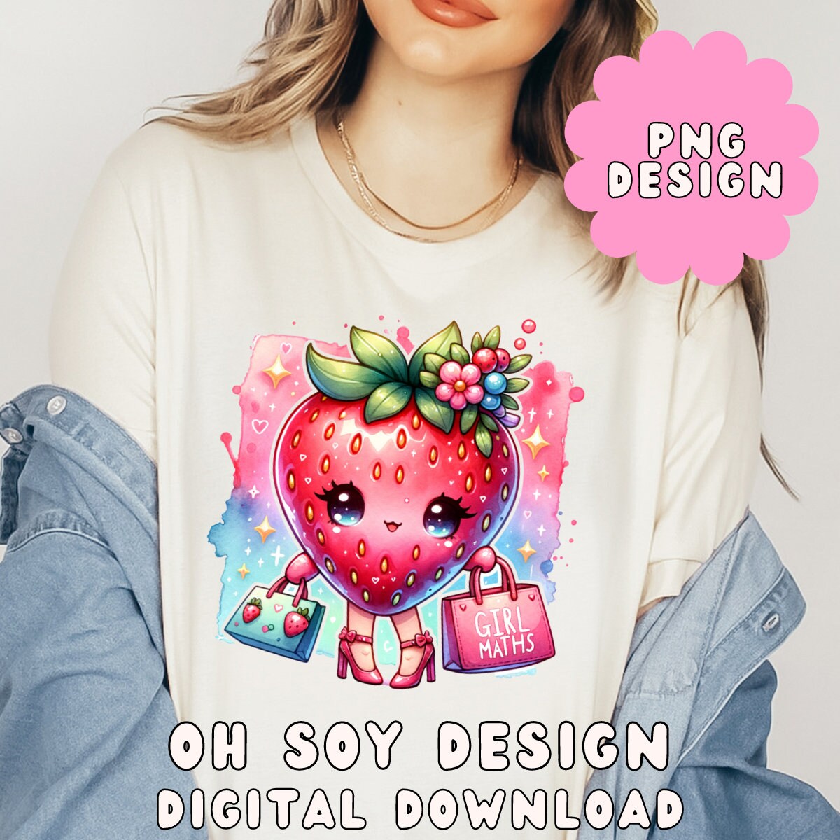 Strawberry Girl Maths PNG, Funny Strawberry Trendy Png, Digital Design ...