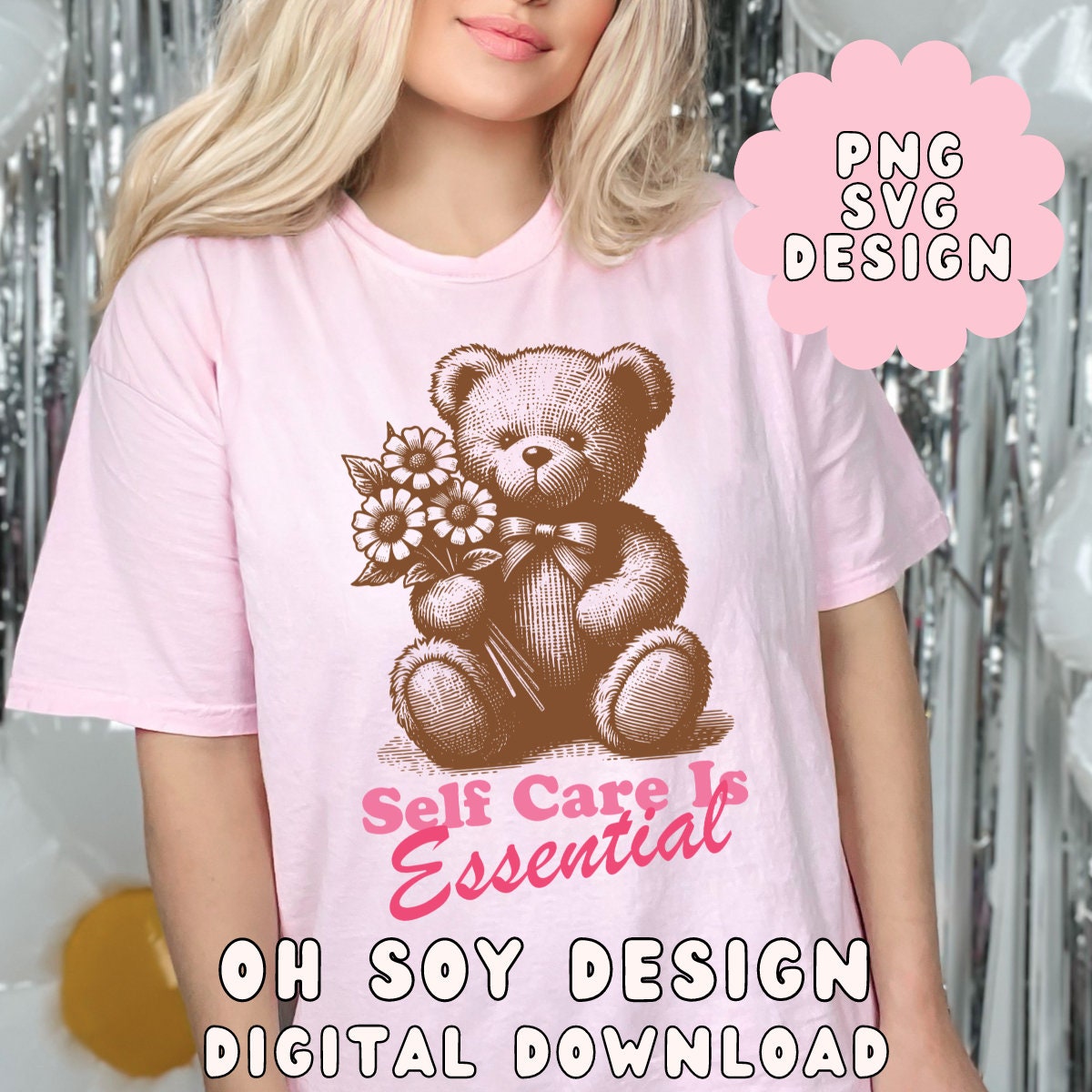 Self Care is Essential SVG PNG, Bear Teddy, Trending Design, Digital ...