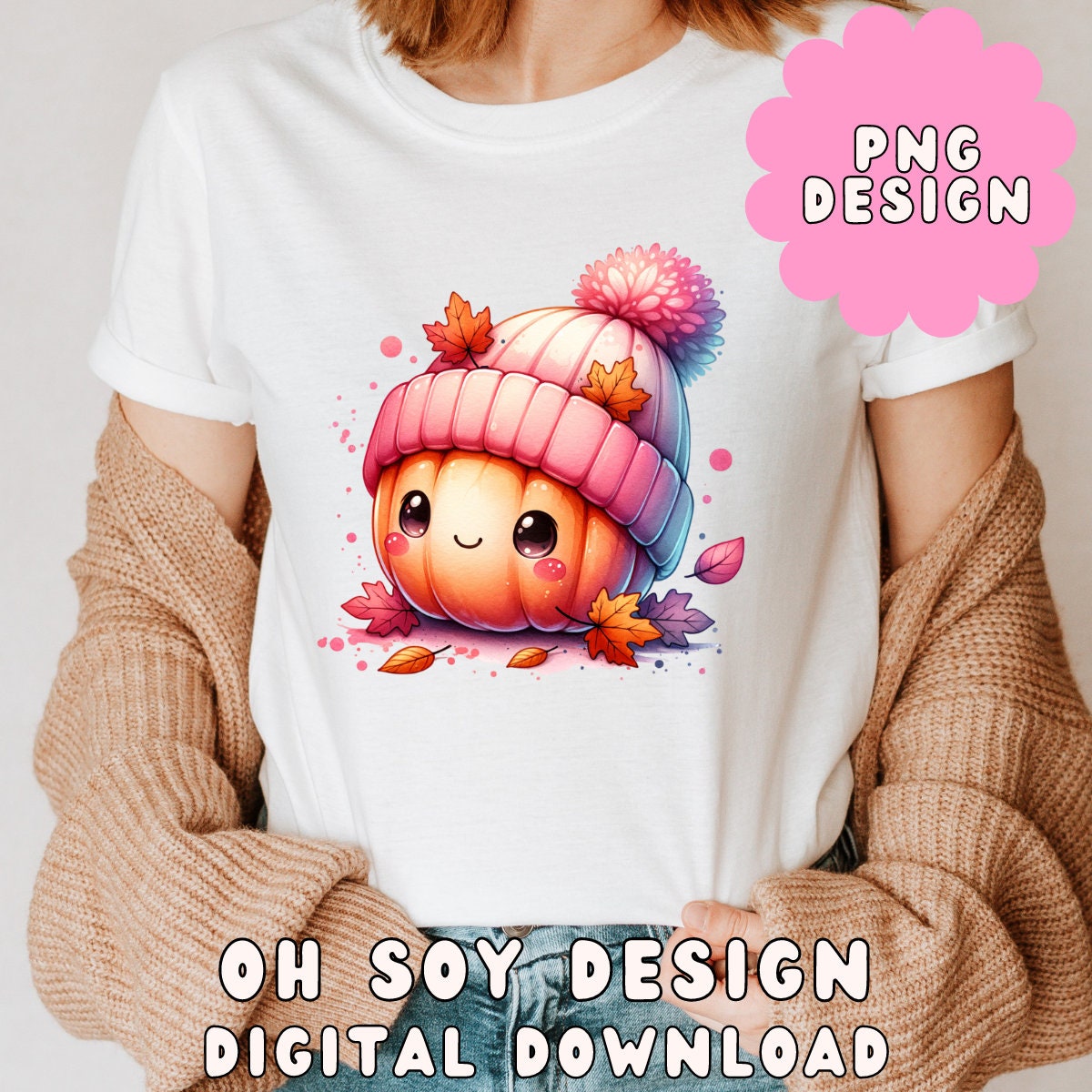 Cute Pumpkin Fall Autumn PNG, Cute Halloween Design Png, Digital Design ...