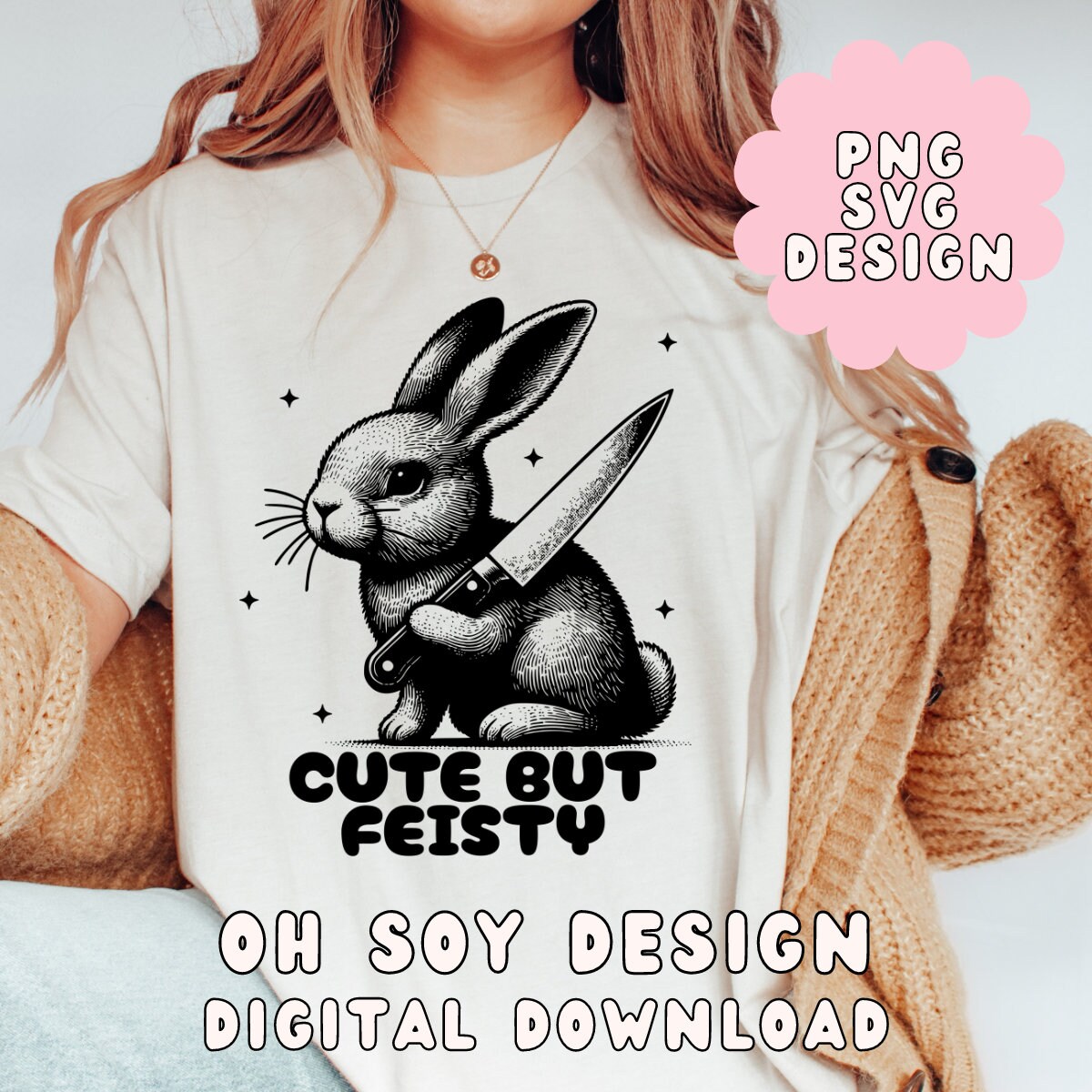 Cute but Feisty SVG PNG, Halloween Svg Png, Bunny Knife Svg Png ...